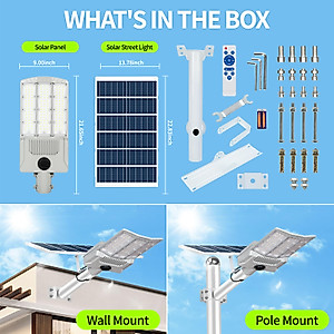 HWHDJ 6800W Heavy Solar Street Lights Outdoor Waterproof IP67 Super Bright Outdoor LED Street Light Dusk to Dawn, LED Wide Angle Lamp with Remote Control, for Parking Lot, Yard, Plaza