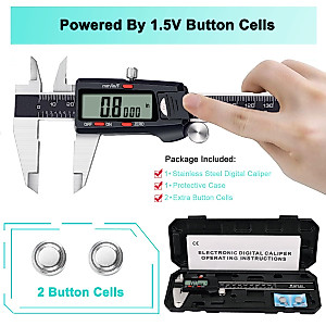 Kynup Caliper Measuring Tool, Digital Micrometer Caliper Tool, Vernier Caliper with Stainless Steel, Large LCD Screen, Auto - Off Feature, Inch Metric Fraction Conversion (6Inch/150mm)