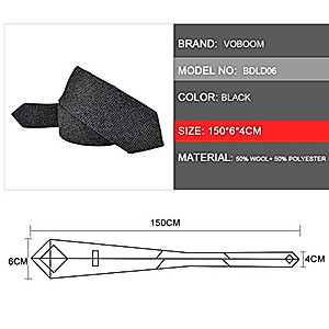 VOBOOM Mens Necktie Skinny Tie Tweed Pattern Woolen Neck Tie (06 Black)