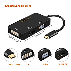 CableCreation DVI to HDMI Cable 5ft + USB C to VGA HDMI DVI Adapter