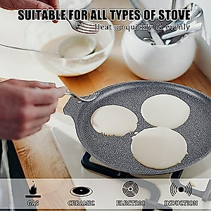 Vayepro Nonstick Crepe Pan,Pancake Flat Griddle Pan for Stove Top,Comales Para Tortillas,11 inch Induction Griddle Pan,Flat Skillet Tawa Griddle with Stay-Cool Handle