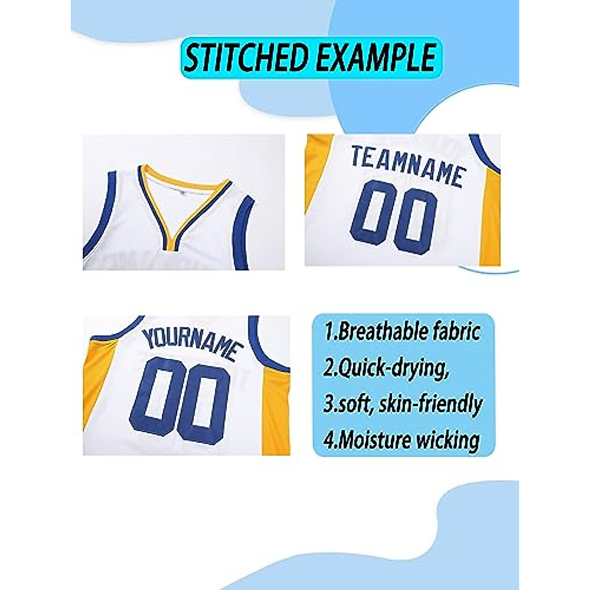 Custom Basketball Jersey Stitched Name Number Logo,Basketball Jersey for Men Women Youth and Kids White Blue