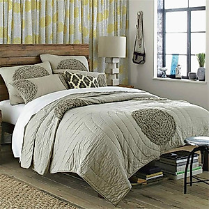 ABREEZE Cotton Rustic Quilt Sets Quilt and Coverlet Set Shabby Farmhouse Bedding Sets Bedspread Taupe Grey King 3D Classic Floral Patterns