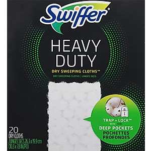 Swiffer Sweeper Heavy Duty Multi-Surface Dry Cloth Refills for Floor Sweeping & Cleaning, 20Count