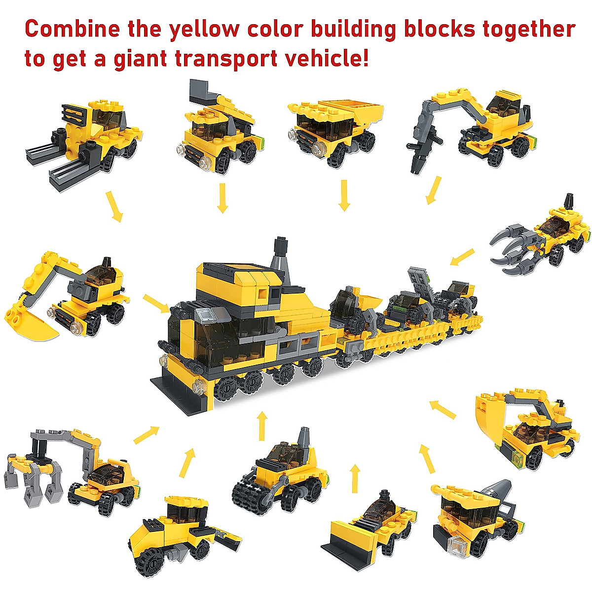 ATDAWN Christmas Advent Calendar 2023 with 24 Different Construction Vehicles Building Blocks, Car Stocking Stuffer Toys, Countdown to Christmas Building Block Toy for Kids Toddlers Teen