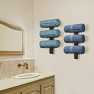 TIPSYTREE Towel Racks for Bathroom Towel Rack Wall Mounted Bath Towel Holder Storage, 6 Levels Wall Mounted Storage Organizer for Towels for Spa, Salon, Camper