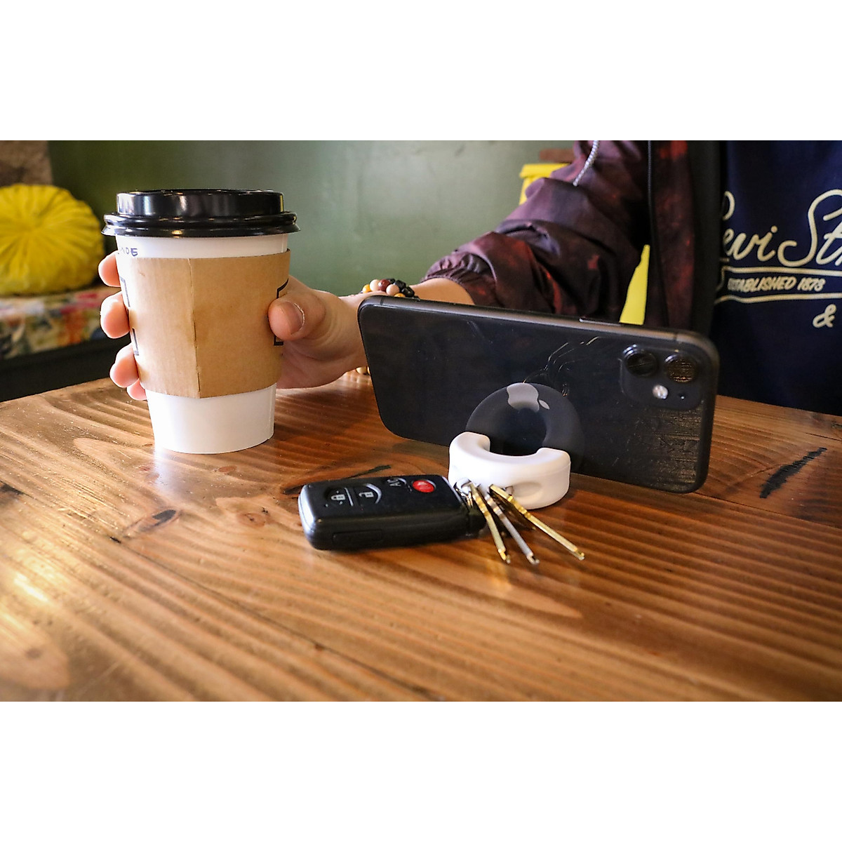 GoDonut – Phone Stand Mini – Portable Keychain Cell Phone Holder – Desk Accessory – Perfect for Travel, Office, Nightstand – Compatible with iPad Mini, iPhone & Most Smartphones – Teal