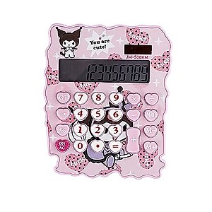 G-Ahora Cute Kitty Cat Solar Calculator 12 Digits Display Basic Calculator Button Battery Solar Panel Dual Power Supply Clear Display Screen（Purple）