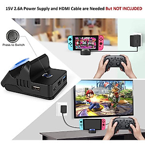 Kahool Switch Charger with TV Dock Set for Nintend Switch, Switch Lite, OLED,Non-OEM AC Power Adapter with 5ft Charging Cable, Portable Docking Station Base Cradle