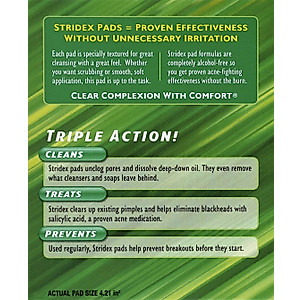 Stridex Medicated Acne Pads, Sensitive, 90 Count, Pack of 3 – Facial Cleansing Wipes, Alcohol-Free Face Pads, Acne Treatment for Face, For Mild to Moderate Acne, Smooth Application