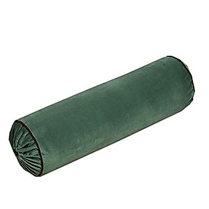 Soft Velvet Candy Round Roll Pillow Long Cervical Bolster Pillow Cylinder Bolster Neck Pillow Round Cervical Pillow for Feet & Neck Support (Dark Green, 15×60CM)