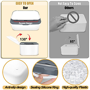 Baby Wipes Dispenser, Wipe Holder with 2 Pcs Portable Travel Wipes Container, Refillable Diaper Wipes Pouch with Lids and Sealing Design, Flushable Bathroom Storage Case Box