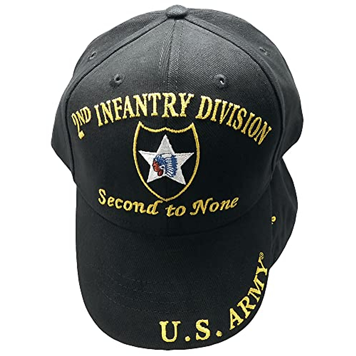 Moon US Army 2ND Infantry Division ID Second to None Embroidered Hat Cap Indian Head Premium Quality Dad Hat for Men Women