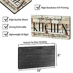 Kitchen Signs Farmhouse Kitchen Wall Decor Rustic Kitchen Wall Art-Come Gather in Our Kitchen-Kitchen Signs Wall Decor Size 16"x8"