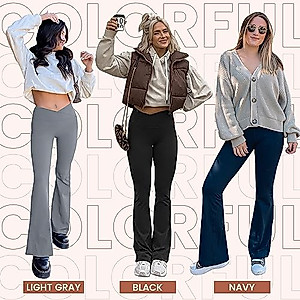 QGGQDD Flare Yoga Pants Women, Black Crossover High Waisted Bootcut Leggings