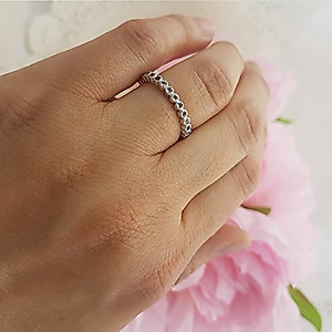 Dazzlingrock Collection Round Aquamarine Eternity Stackable Anniversary Wedding Band in 14K White Gold, Size 7.5