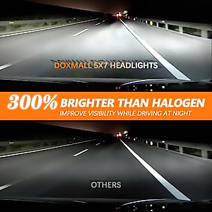 DOXMALL 2Pcs 5x7 7X6 LED Headlights H6054 Retangular Sealed Beam Headlight With White Halo Daylight Compatible with Cherokee XJ Wrangler YJ GMC Dodge Kenworth T300 Etc