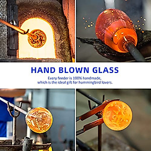 Hummingbird Feeder, Glass Hummingbird Feeder for Outdoors, Vibrant Colors Attract Hummingbirds, 18 Ounces, Netted Texture Ball Shape Bottle