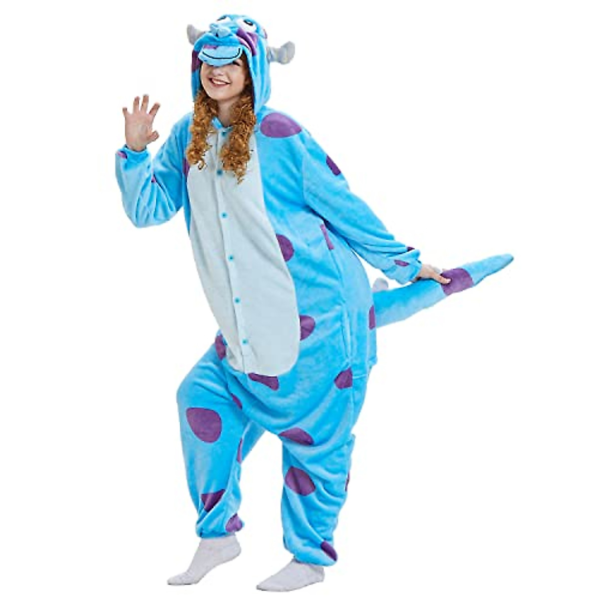 ALITERCY Sulley Sullivan Unisex Adult Pajamas, One Piece Animal Cosplay Costume Halloween/Christmas Winter Home Wear Blue