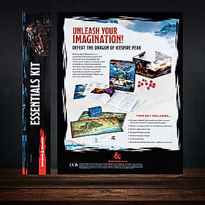 Dungeons and Dragons Essentials Kit - Starter Set Extra 6 Dice Sets, Flannel Bags, Master Screen, Figures, New Heroes, Dice Guide, Statistic Sheets - DND 5th Edition Rolling Board Game