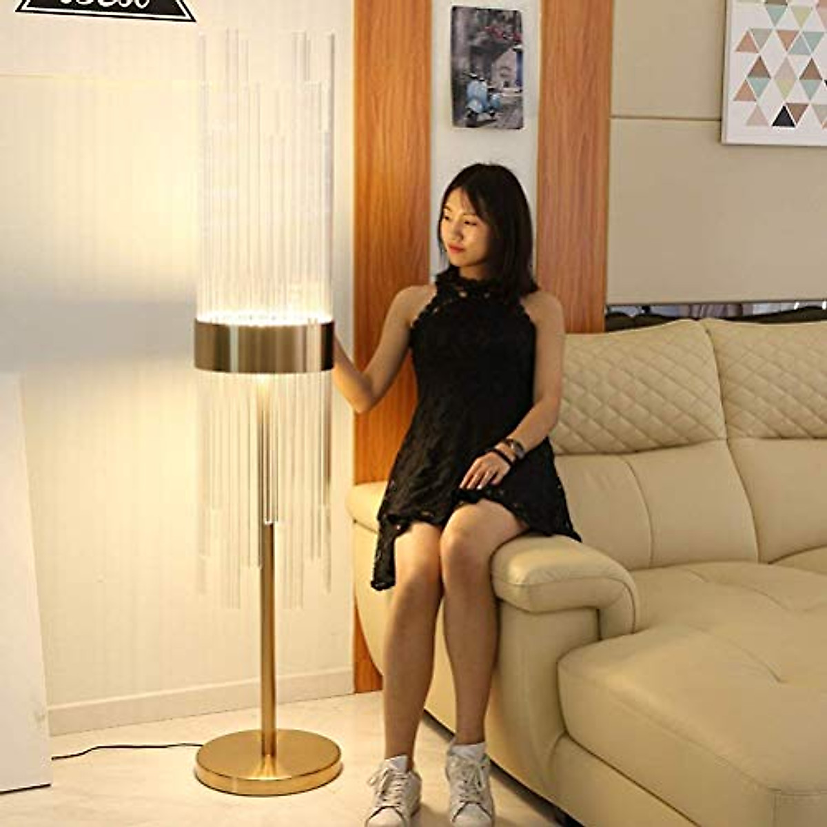 TANGIST Nordic Floor Lamp, Postmodern Crystal Tube LED Floor Lamp Upscale Vertical Bedroom Bedside Lamp Living Room Lamp 175x37cm - Design Fixture Lighting Modern Style Home Decoration
