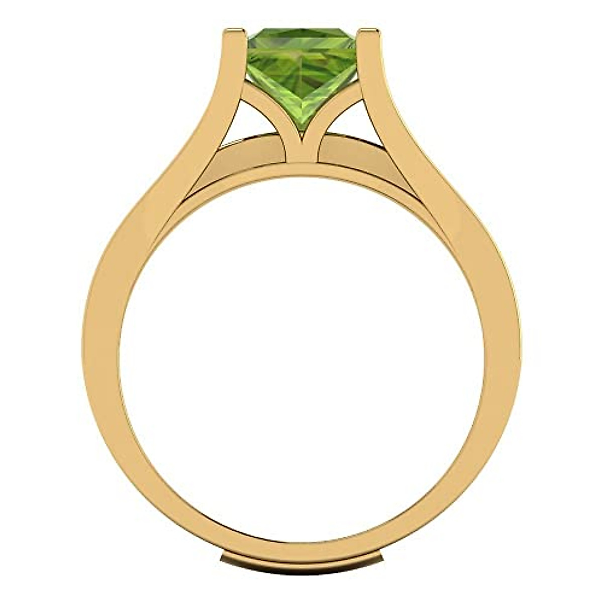 Clara Pucci 3.37ct Princess Cut Solitaire with Accent Green Peridot Sliding Statement Bridal Ring Band Set 14k Yellow Gold 7.5