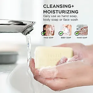 Lucas + Zoe Fresh Essence Antiseptic Bar Soap - 4 Ounce Moisturizing Body Soap Bar Made With Natural Ingredients Like Mediterranean Olive Oil, Coconut Oil, & Aegean Sea Salt - Made In Greece