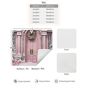 Coffee Mat for Counter, Christmas Pink Castle Gate Xmas Wreath Absorbent Hide Stain Coffee Bar Mat, Non-slip Coffee Bar Accessories Kitchen Drying Mat Fit Under Coffee Maker Espresso Machine