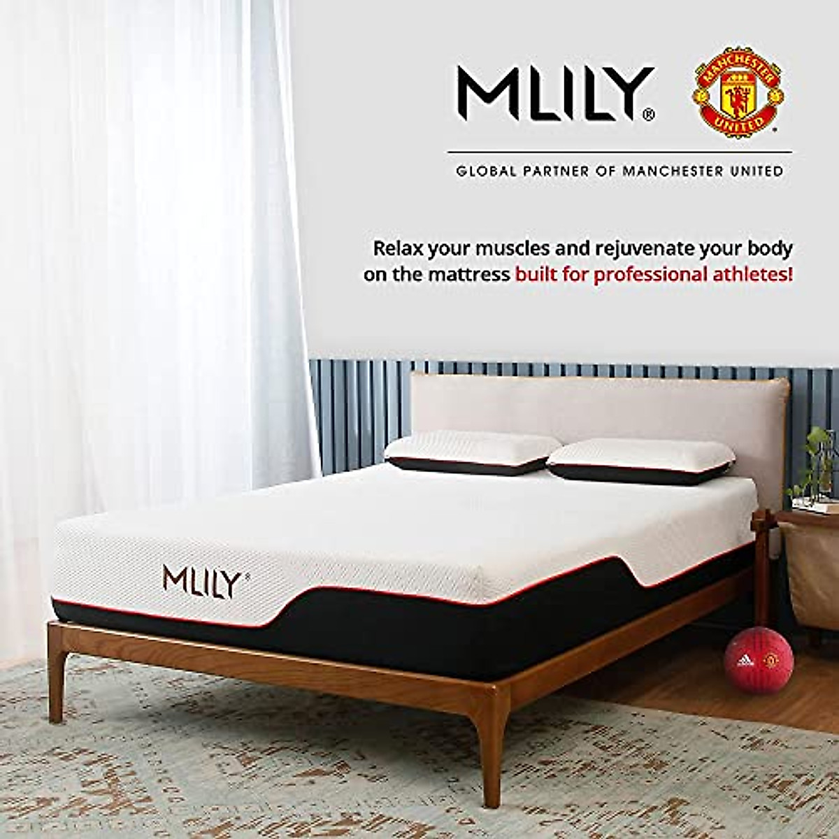 MLILY 12 Inch Twin XL Mattress, Manchester United Memory Foam Mattress in a Box Made in USA, Medium Plush, CertiPUR-US Certified