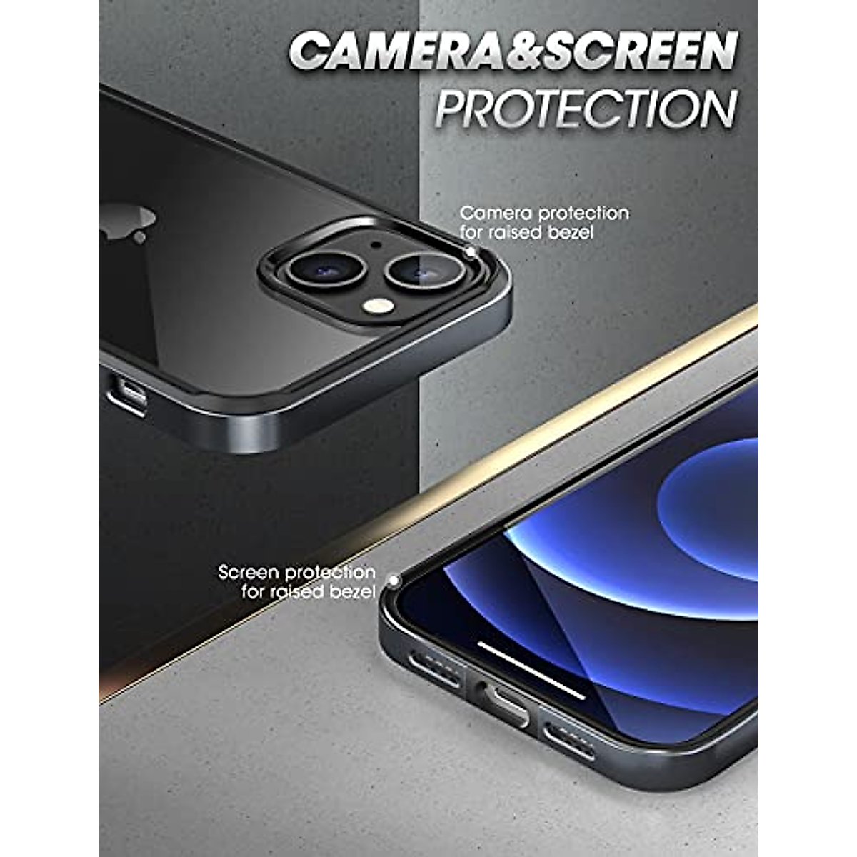 SUPCASE Unicorn Beetle Edge Series Case for iPhone 13 (2021 Release) 6.1 Inch, Slim Frame Clear Case with TPU Inner Bumper & Transparent Back (Black)