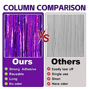pabues 5 Pack 3.3ft x 6.6ft Laser Purple Tinsel Curtain Party Backdrop -Glitter Foil Fringe Curtain for Birthday Graduation Engagement Bridal Shower Bachelorette Baby Shower Party Decorations
