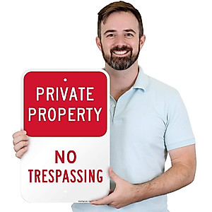 SmartSign - K-1159-AL-12x18 "Private Property - No Trespassing" Sign | 12" x 18" Aluminum Red on White