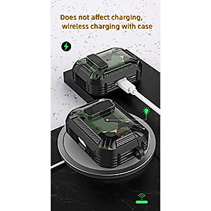 MiRUSI for Airpods Pro 2 (2022) Case Cover with Secure Lock Clip, Military Armor Style Full-Body Rugged Hard Shell with Carabiner,Shockproof Protective Case Cover Supports Wireless Charging(Green)