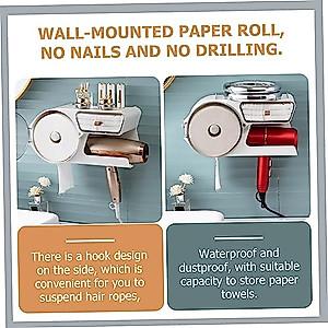 SWOOMEY Paper roll White Toilet Paper Holder Wall Mount Toilet Paper Holder Paper Towel Dispenser Tissue Storage Shelf Wall Toilet Paper Towels Holder Toilet Paper Case No Punching Napkin