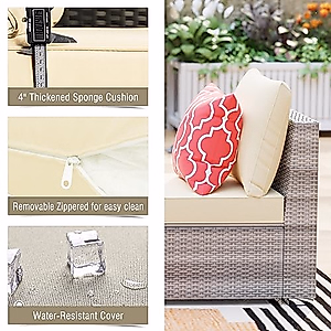 6 Pieces Patio Furniture Sets Outdoor Couch, Modular Rattan Outdoor Sectional Sofa Patio Set, All Weather Pe Wicker Patio Conversation Sets for Lawn, Garden, Backyard, Poolside