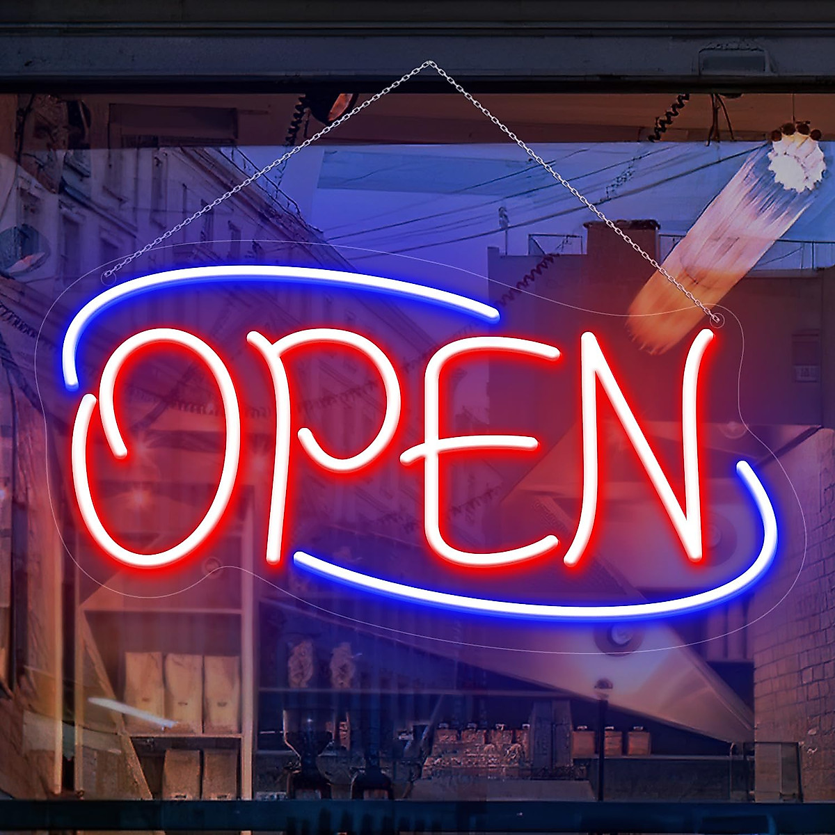 HAJAE Open Signs for Business, 16.5"x 8.4" Dimmable Neon Open Sign, USB Powered Large Open Signs for Party Bar Salon Stores Offices Wall Decor, Open Sign Led