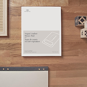 HABITU Vegan Leather White Mouse Pad with Removable Magnetic Wrist Support & Anti-Slip Base, Ergonomic Mouse Pad with Wrist Rest, Cute Office Desk Accessories for Women and Men