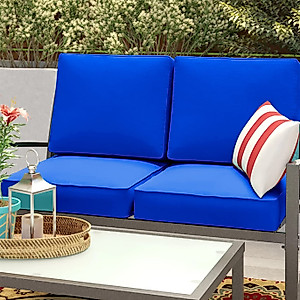 Cinnamonee Patio Cushion Covers, Water Resistant Outdoor Cushion Slipcovers, Patio Sofa Cushion Covers Replacement(20"X22"X4" 2 Pack, Blue)