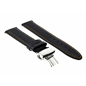 Ewatchparts 20MM SMOOTH LEATHER WATCH BAND STRAP DEPLOYMENT BUCKLE CLASP COMPATIBLE WITH IWC BLACK OS