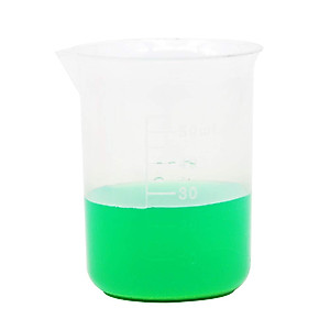 6 Pack 50ml Lab Plastic Graduated Beaker Transparent Measuring Beaker Cup Mixing Cup Liquid Container for Science Lab