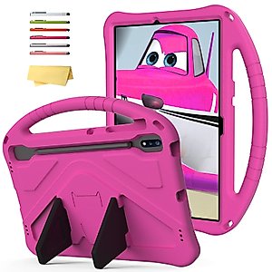 UUcovers Kids Case for Galaxy Tab S9 Plus/Tab S9 FE Plus 2023/Tab S7 FE 5G 2021/Tab S8 Plus 2022/Tab S7 Plus 2020 12.4 inch with S Pen Holder/Handle Stand Cover for Tab S9 FE+/S7 FE/S9+/S8+/S7+, Rose