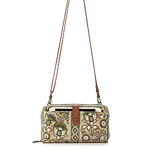 Sakroots womens Canvas, Large Smartphone Crossbody Bag in Coated Canvas Convertible Purse with Detachable Wristlet Strap I, Olive Tapestry World, One Size US