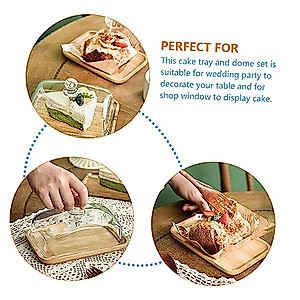 YARNOW 1 Set Dessert Cake Pan Bakery Stand Holder Fruit Platter Server Rustic Cupcake Stand Cake Serving Platter Steak Display Stands Wood charcuterie Board Dish Bamboo Bell Shaped