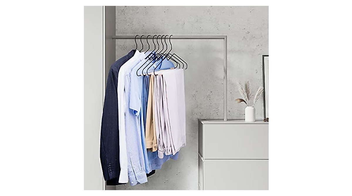 Nature Smile Premium Black Metal Suit Hangers - 10 Pack