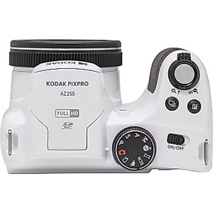 Kodak PIXPRO AZ255 Digital Camera (White) + SanDisk 32GB Ultra UHS-I SDHC Memory Card (2) + Case