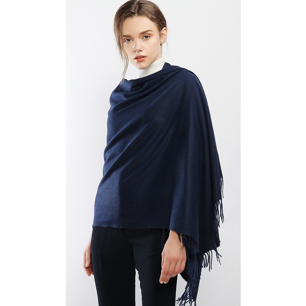 RIIQIICHY Scarfs for Women Fall Winter Navy Pashmina Shawls and Wraps for Evening Dresses Wedding Shawl Blanket Scarves
