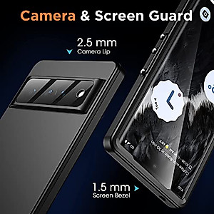 GOLDJU for Pixel 7 Pro Case, [IP68 Waterproof] Case [Dustproof] with [Built-in Screen Protector], [10FT Military Fully Body Shockproof] Phone Case for Google Pixel 7 Pro (2022), Black