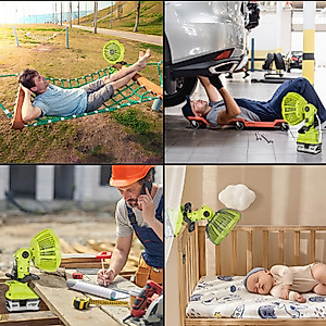 YEX-BUR Portable Clip on Fan for Ryobi 18v Battery, Quiet Battery Operated Personal Fan, Clamp Fan with USB Port for Outdoor Camping Worksite Home Office