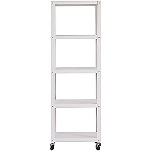 Hirsh SOHO 72" High 5 Shelf Open Rolling Metal Bookcase in White