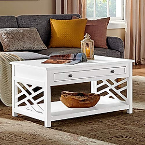 Alaterre Furniture Coventry 36" W Wood Coffee Table with 1-Drawer